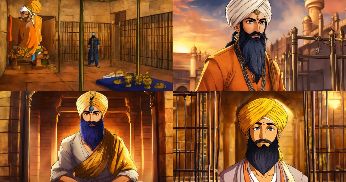 Lexica - A anime style picture of imprisoned sikh guru banda bahadur