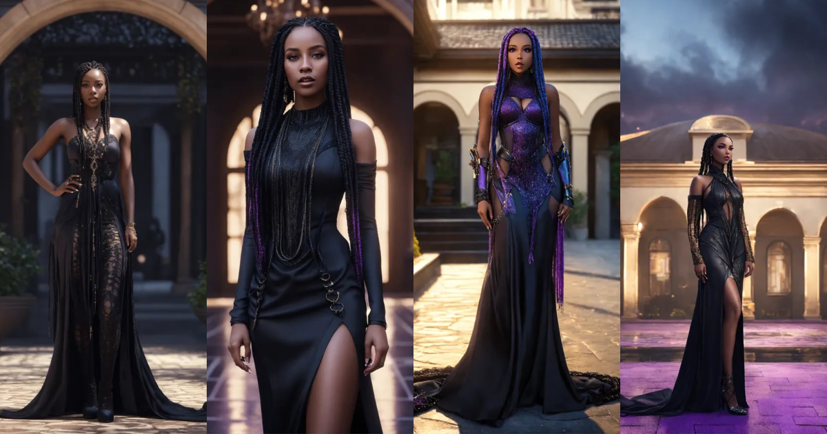 Lexica - Alien female, 30 years old with purple eyes, dark skin, and ...