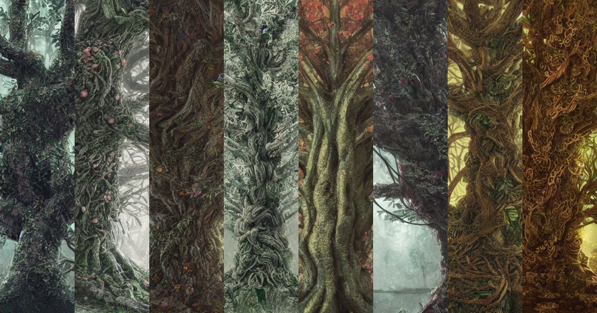 Lexica - Detailed concept art pastel painting of a tree in full ...