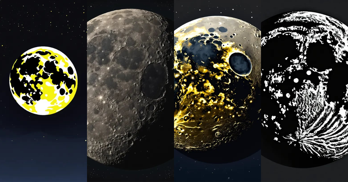 Lexica - Just a perfect moon with craters plain black sky, simple vector