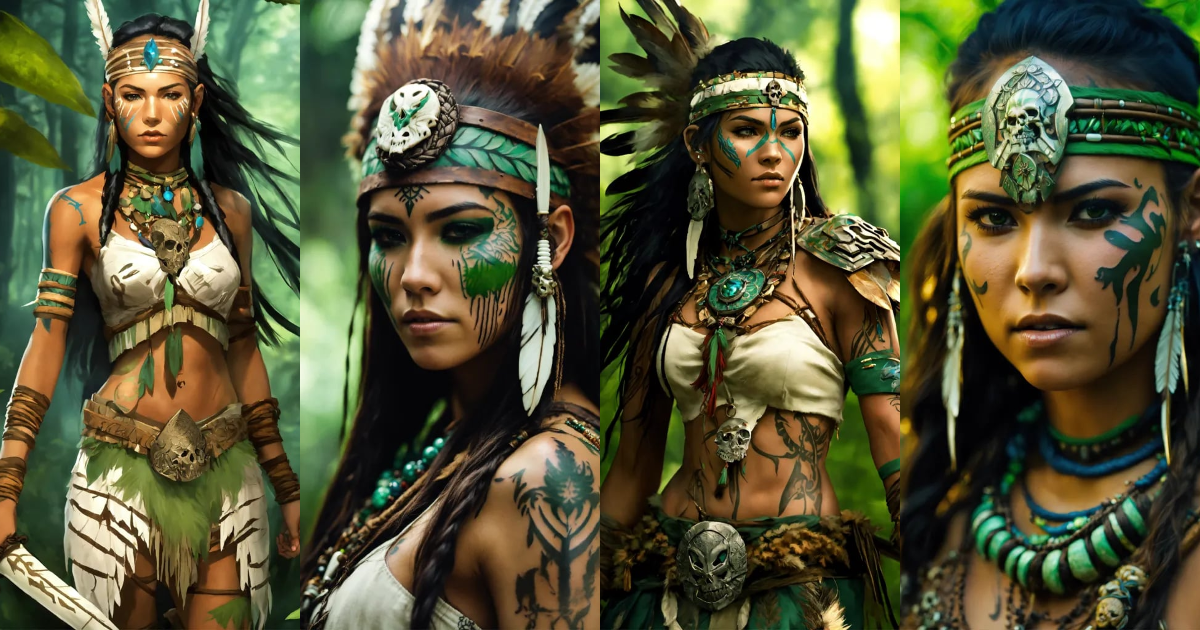 Lexica - A fierce beautiful native american warrior in an enchanted ...