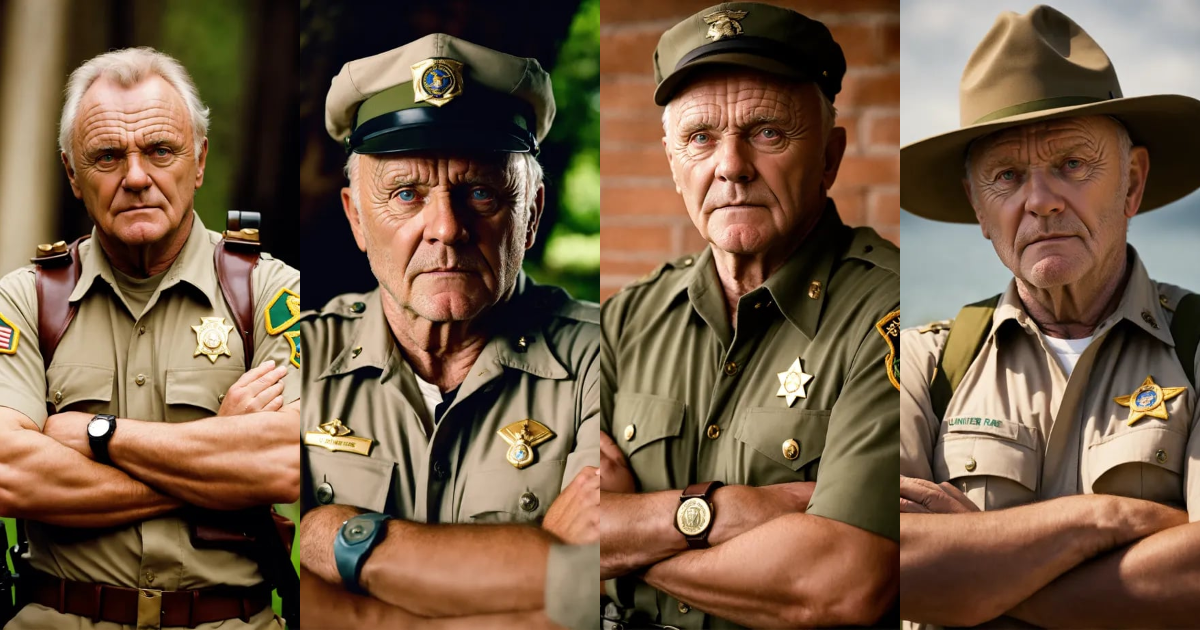 Lexica - Scared man, US PARK RANGER, FRONT VIEW, casual clothes, arms ...