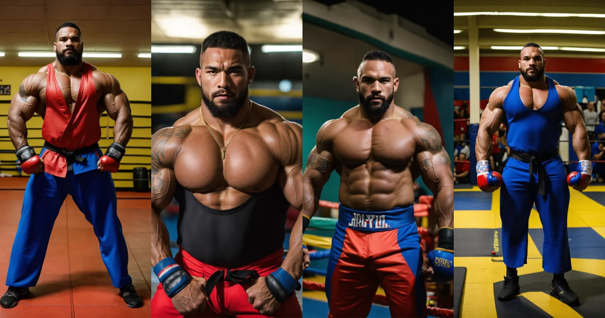 Lexica - 30-year-old wrestler with big muscles in a dojo, bodybuilder ...