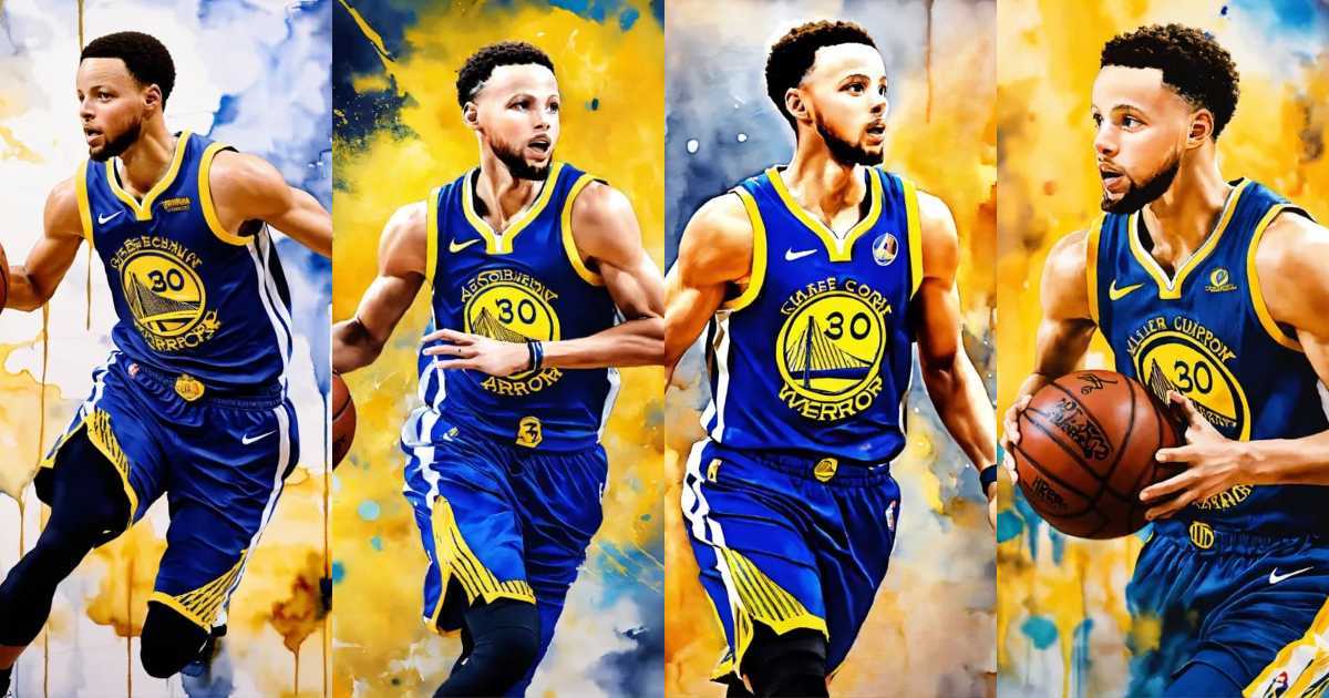 Lexica - Stephen Curry playing basketball on watercolor, abstract ...