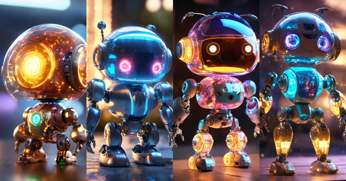 Lexica - Adorable, a (tiny cute translucent polycarbonate robot) with ...