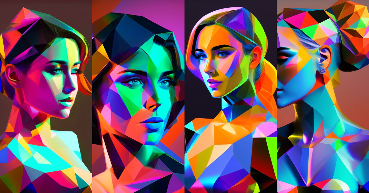 Lexica - Low poly portrait of genz female life drawing art model with ...