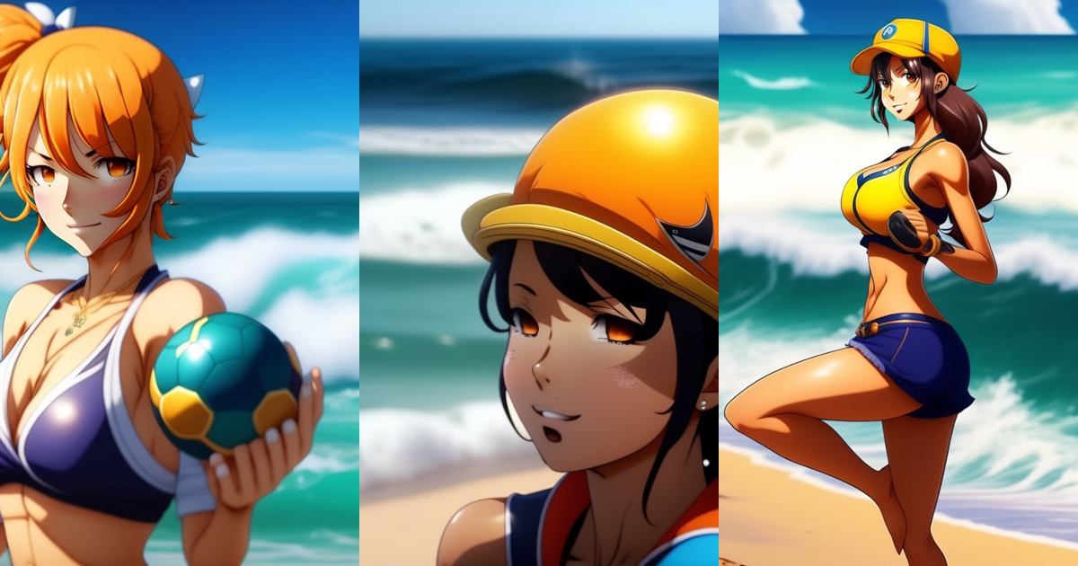 Lexica - Nami one piece dropping a ball at the beach