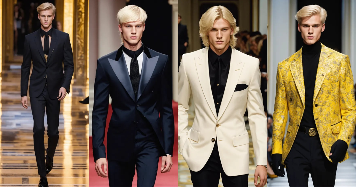 Lexica - A full-body portrait of a pale blonde young man Male fashion ...