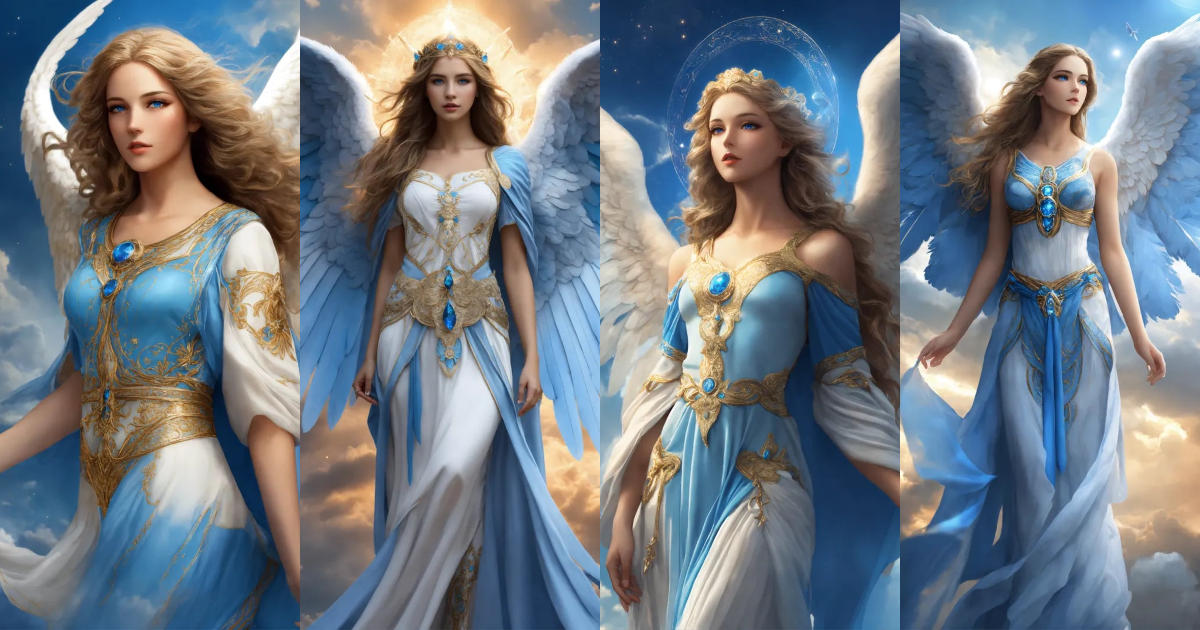 Lexica - Beautiful and perfect guardian angel with defined blue wings ...