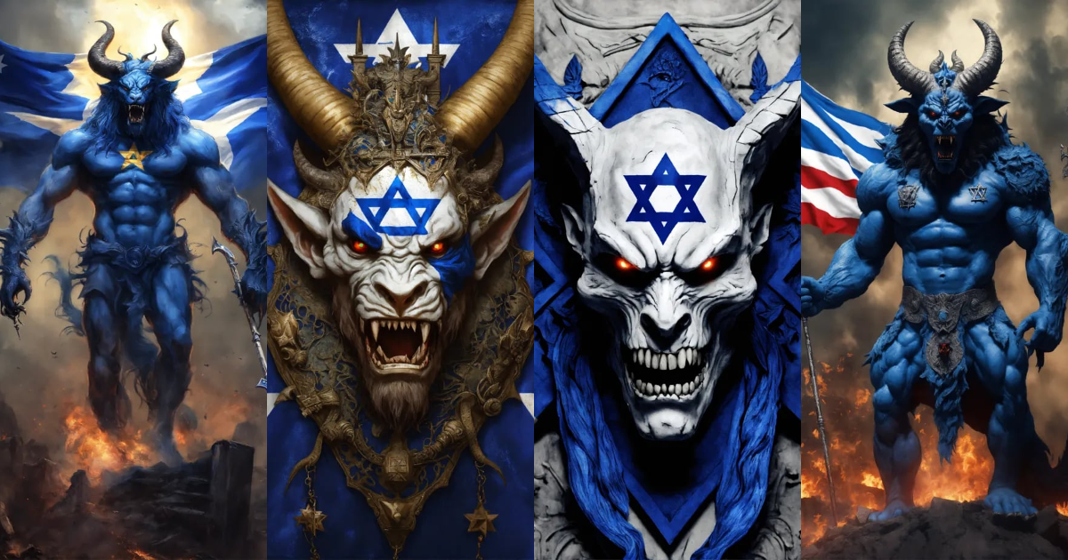 Lexica - Evil demonic Israel demon with an Israeli flag beast with an ...