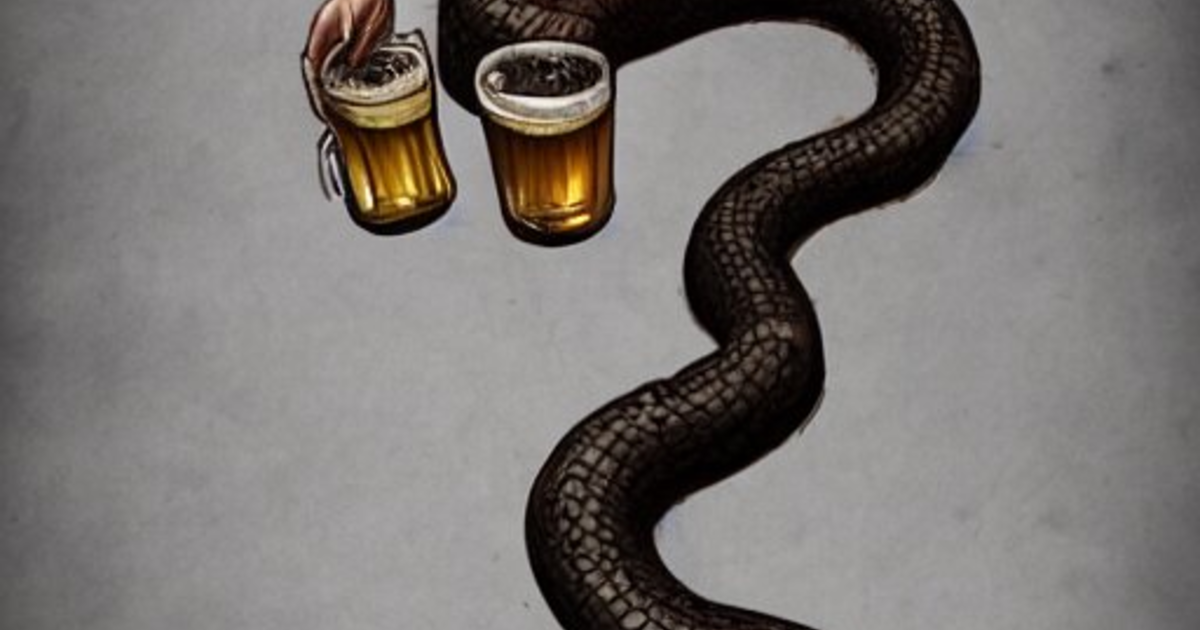 Lexica - Human - body snake drinks beer, human legs, beer, glass, beer ...