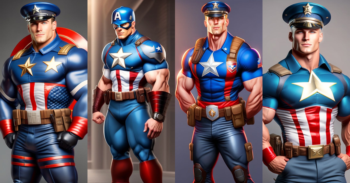 Lexica - Vintage 90's, captain america wearing police, full body