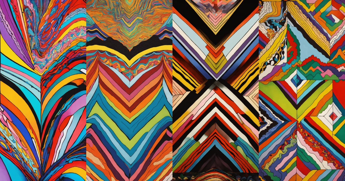 Lexica - Bigg, multi coloured, abstract, black and white chevron, coogi ...