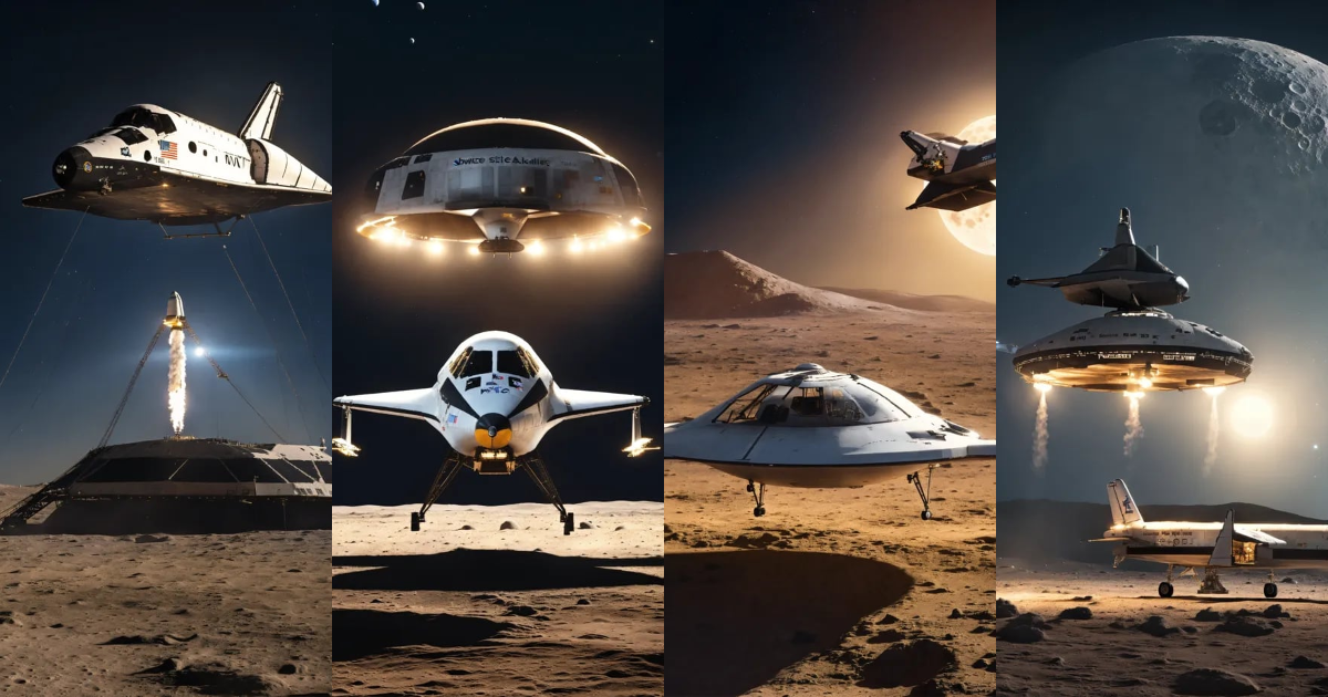 Lexica - A small VTOL space shuttle landing on the moon