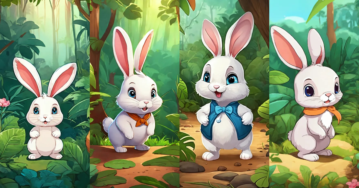 Lexica - Cute cartoon rabbit wandering in jungle