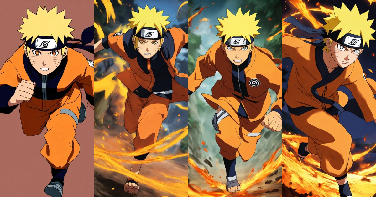 Lexica - Naruto Uzumaki from Naruto, running, incredible design.