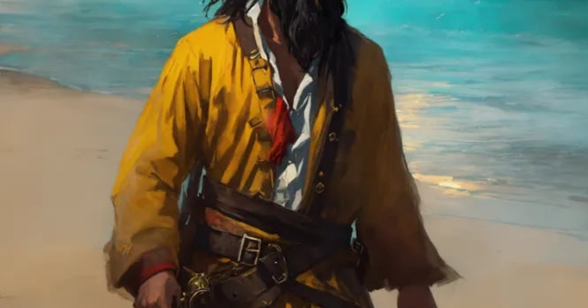 Lexica - Medium shot, digital painting, a defiant dangerous male pirate ...