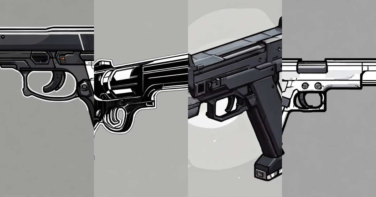 Lexica - A pistol or gun, for a 2d platformer game cute, black and ...