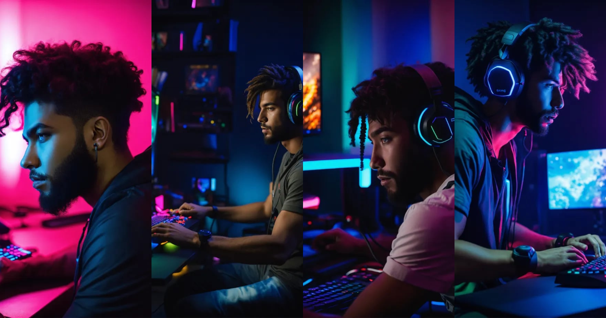 Lexica - Un jeune homme noir métisser avec des cheveux nattés, gamer ...