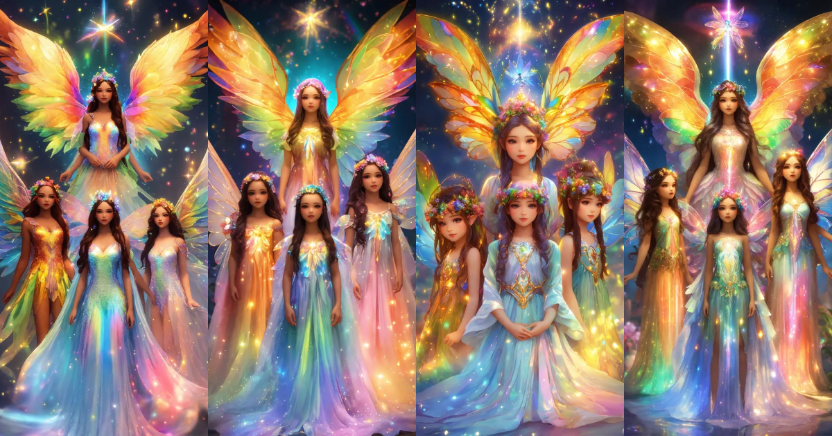 Lexica - 7 hyper-detailed holographic fairies together with detailed ...