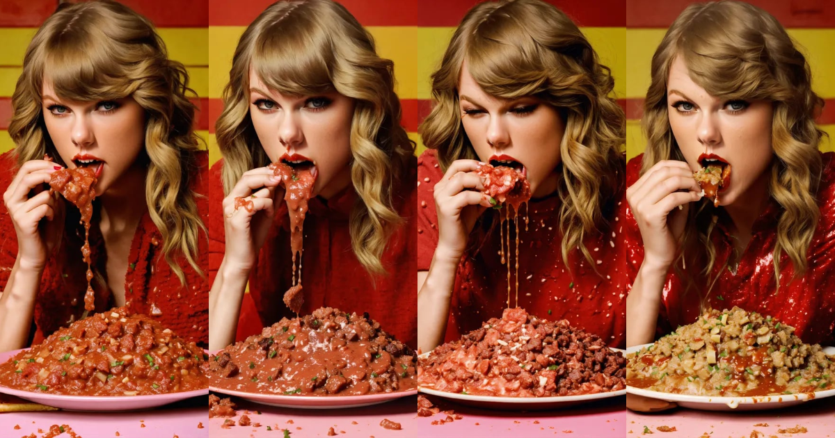 Lexica - Photo realistic shot of taylor swift eating a disgusting pile ...