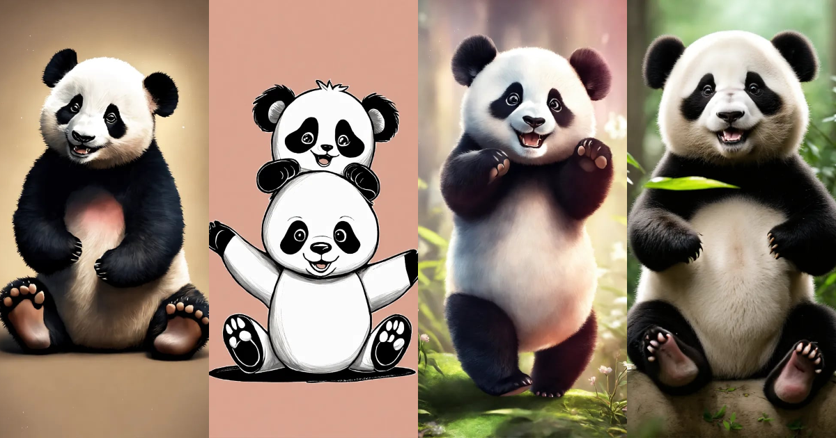 Lexica - Happy baby panda, no background color
