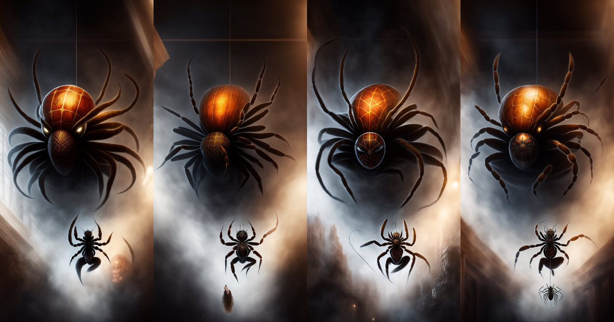 Lexica - Giant anthropomorphic spider with human face hanging from ...