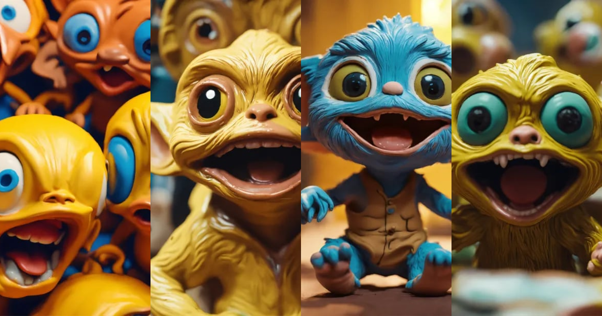 Lexica - 3d effect of cute clay gremlin imitating the pose from the ...