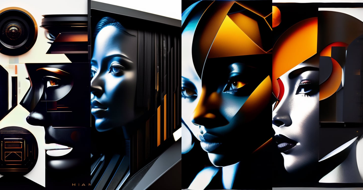 Lexica - Futuristic pappercut collage pieces portrait of machine ...