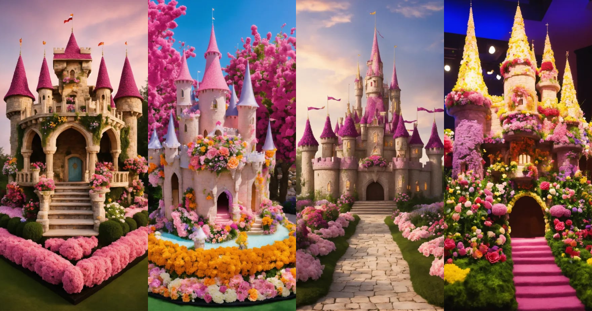 Lexica - Fantasy princess castle all made of flowers