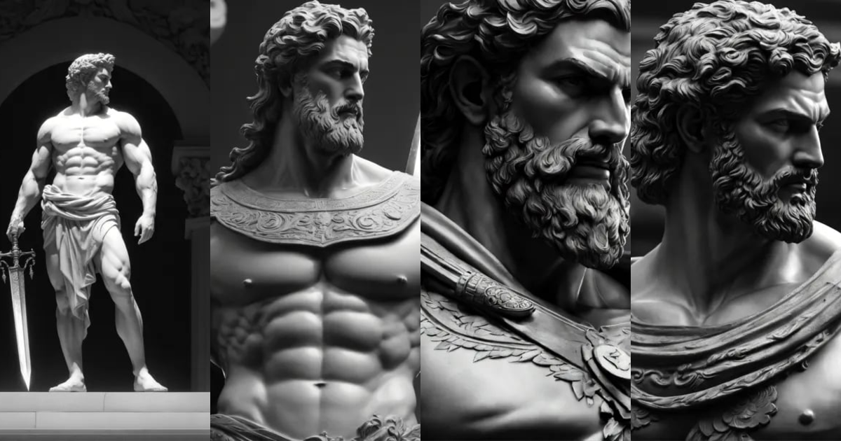 Lexica - Greek statue strong man standing with wicked smirk sideways ...