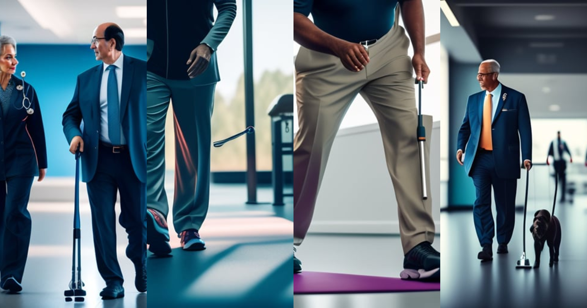 Lexica - Doctor of physical therapy helping a patient walk using equipment