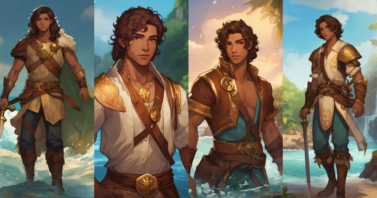 Lexica - An island prince wit and tan skin brown hair and brown eyes ...