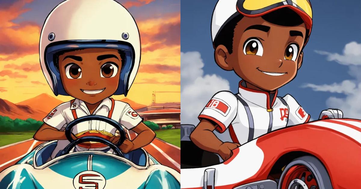 Lexica - Make me Cartoon little African American boy Speed Racer from the famous Speed Racer ...