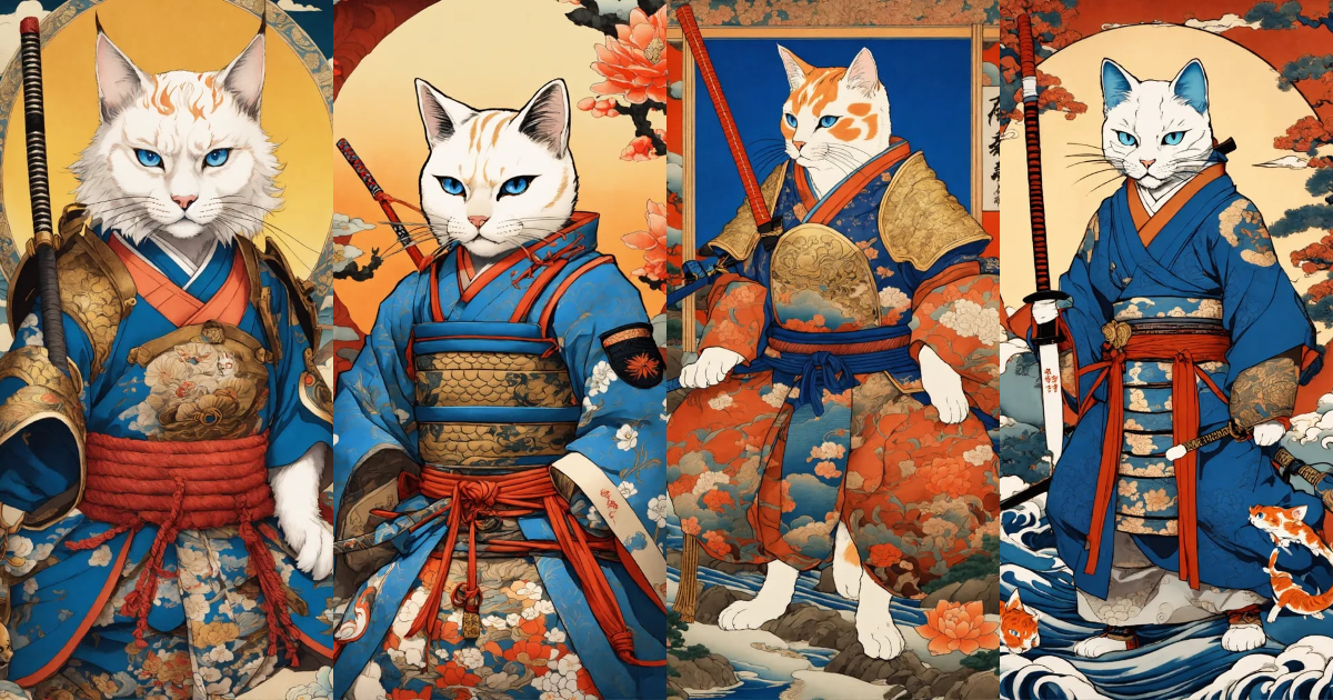 Lexica - Flame point Siamese samurai cat, blue eyes, cat warrior ...