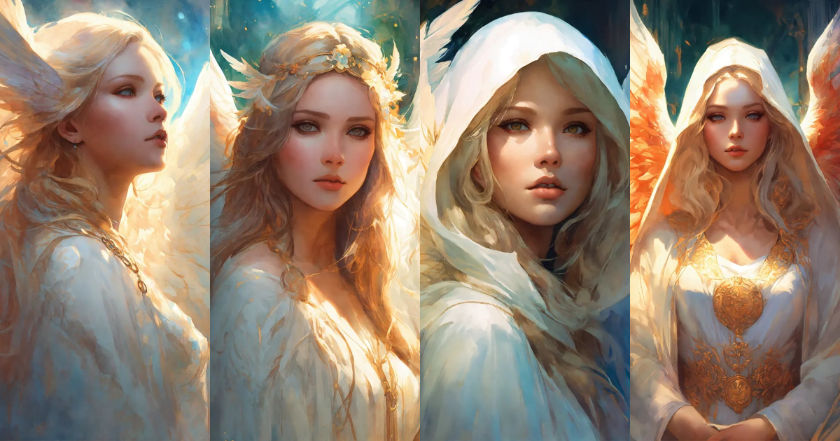 Lexica - A beautiful portrait of a beautiful white female angel in hood ...