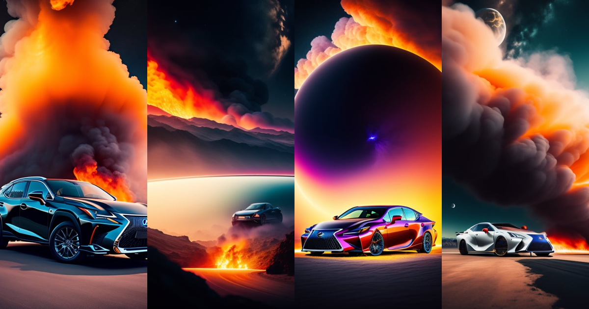 Lexica - Lexus fire in the background in space