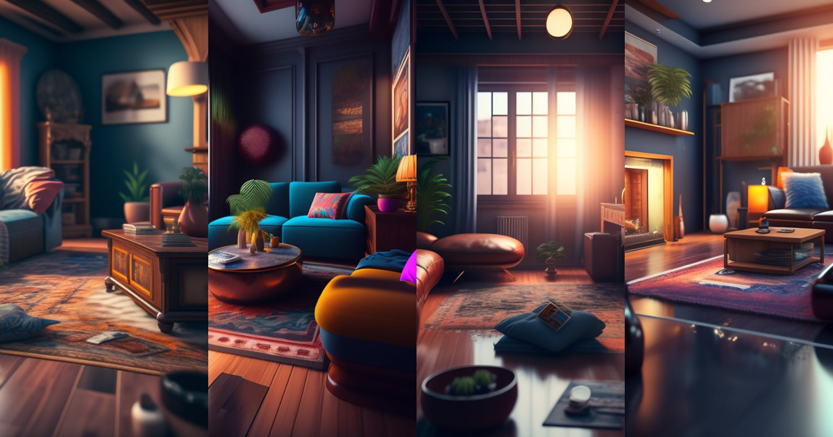 Lexica - Highly detailed interior shot of a messy living room with ...