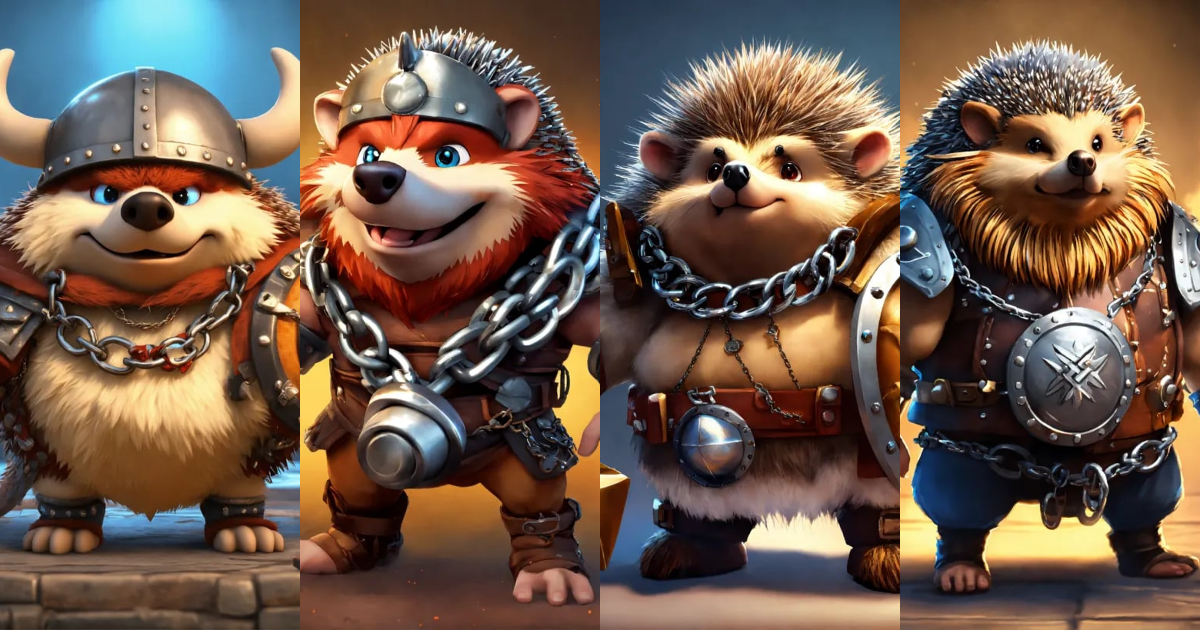 Lexica - A game character cartoonish realistic heavy metal round body ...