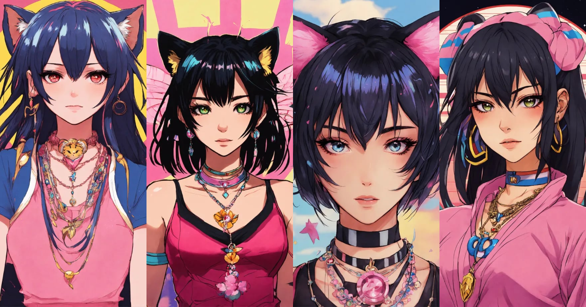 Lexica - A transgender Magical girl with emo cut black hair, streak in ...
