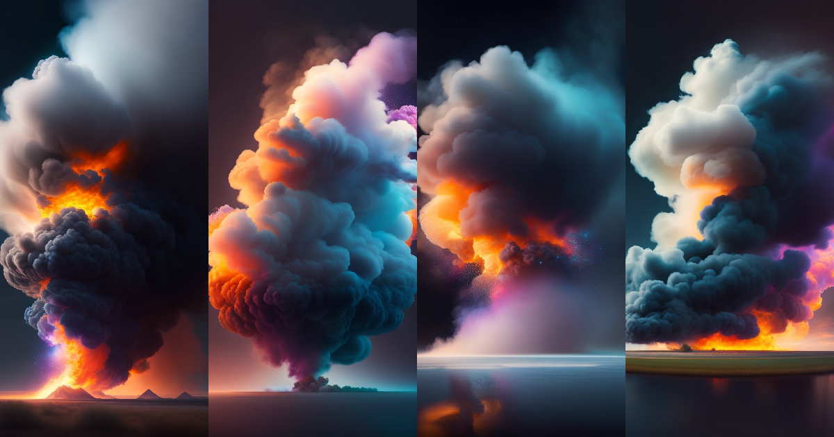 Lexica - Hyper realistic explosion with huge smoke , ultra wide view ...