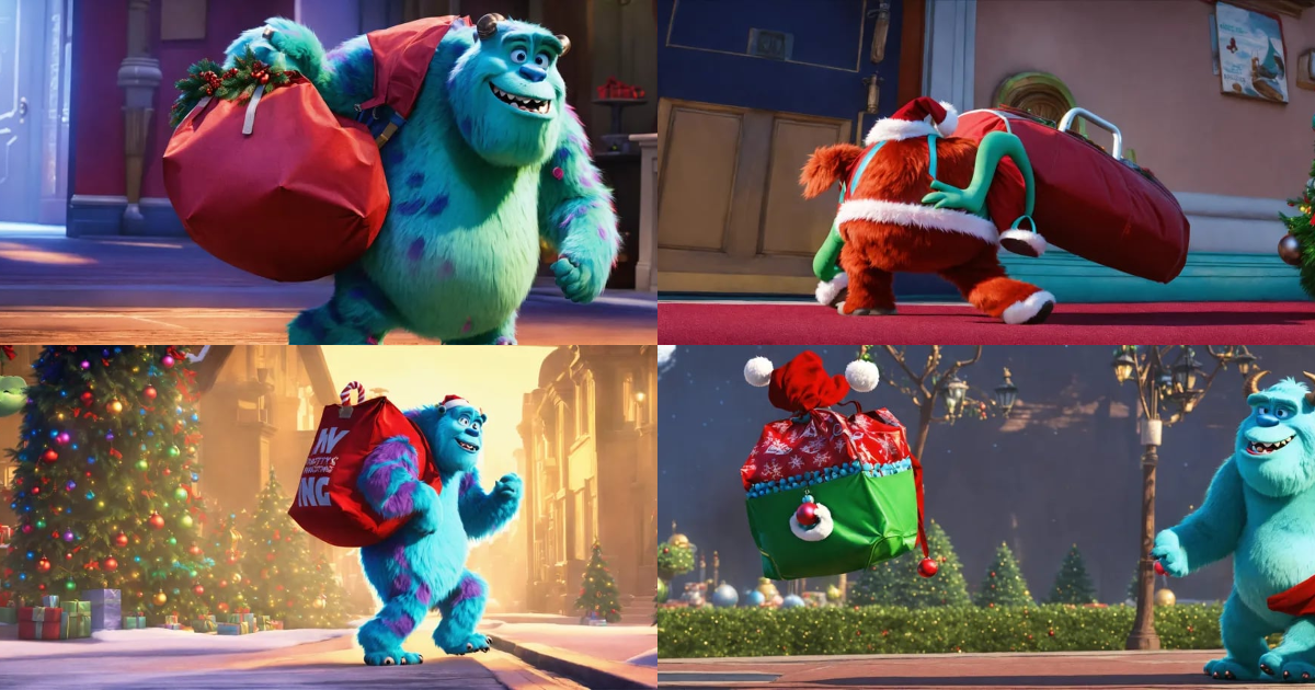 Lexica - Disney Monsters Inc. Sully character walking pose carrying red ...