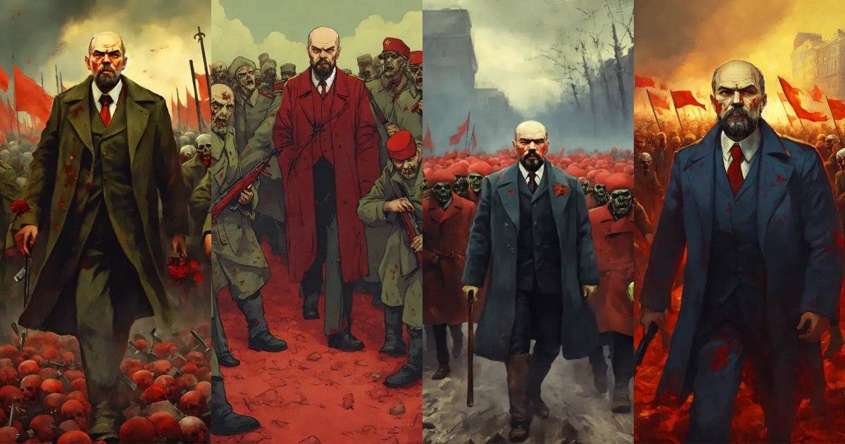 Lexica - A zombie Lenin leading an army of undead Bolsheviks in Russia