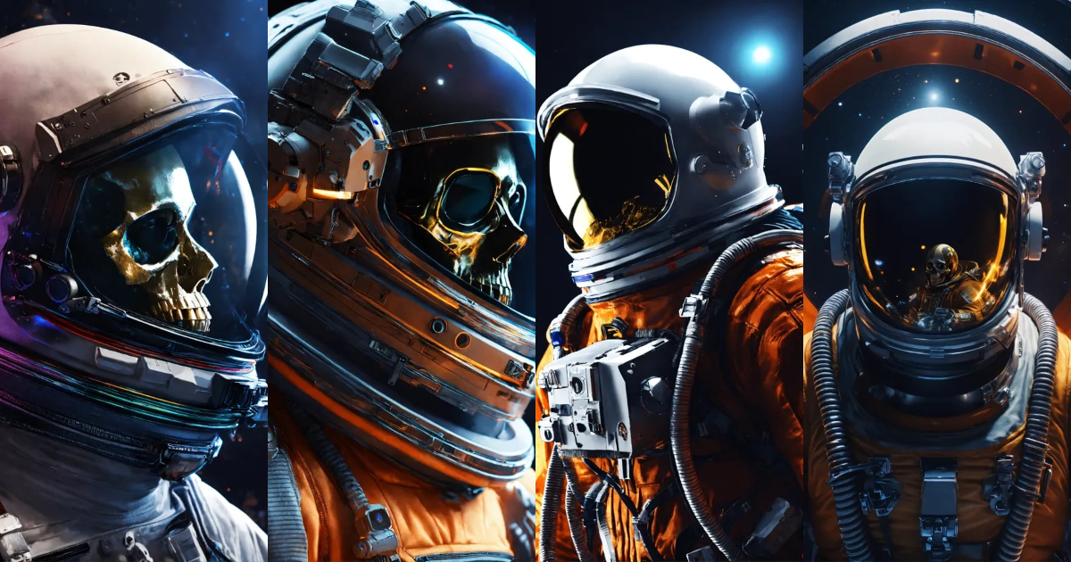 Lexica - Skull inside astronaut helmet, space suit, digital art, side ...
