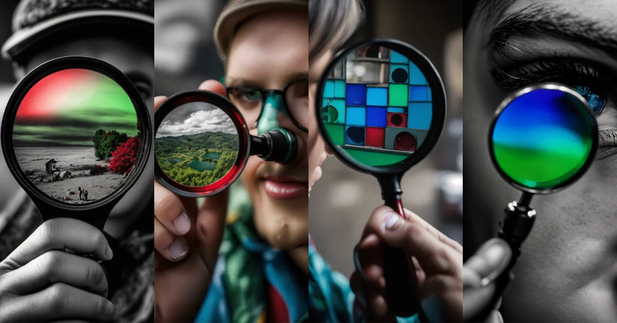 Lexica - "Vivid Perception", person holding magnifying glass, rich ...