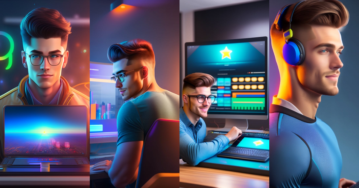 Lexica - A young tech advisor setting on his Studio in Front view ...