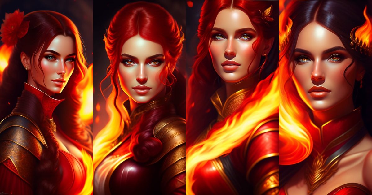 Lexica - Portrait of a beautiful woman surrounded by fire, portrait of ...