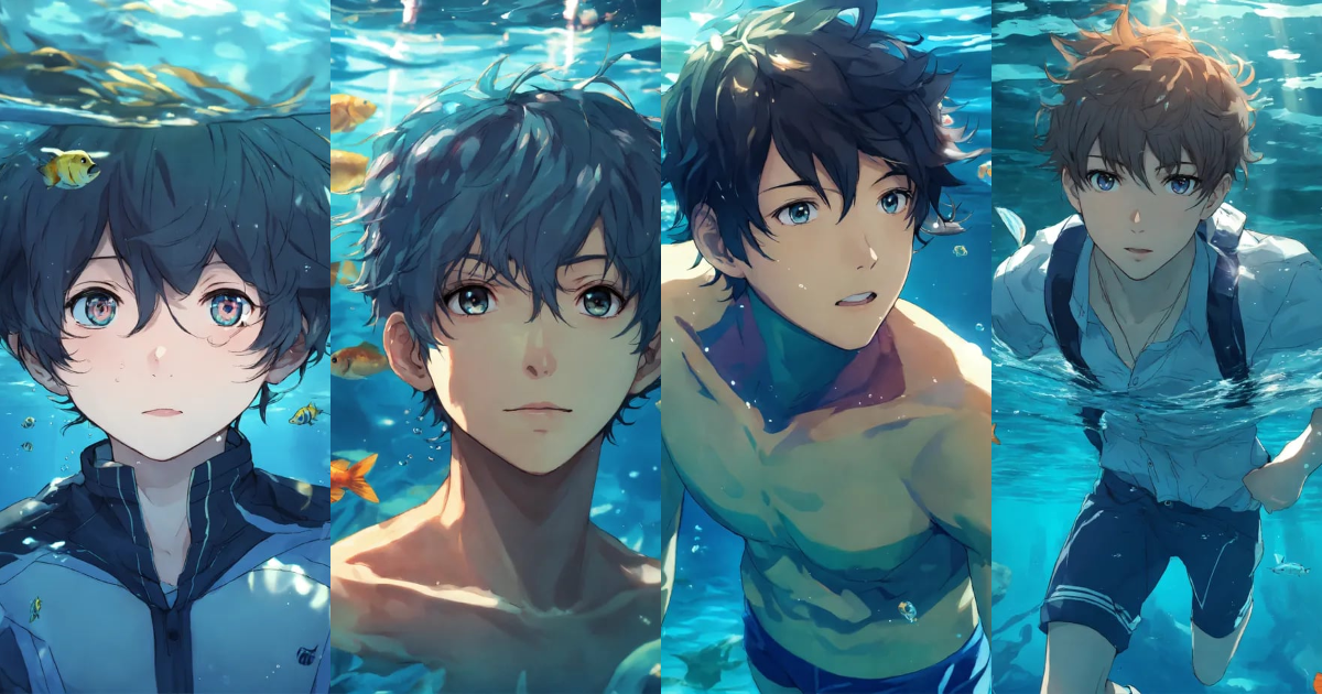 Lexica - Anime boy swim underwater