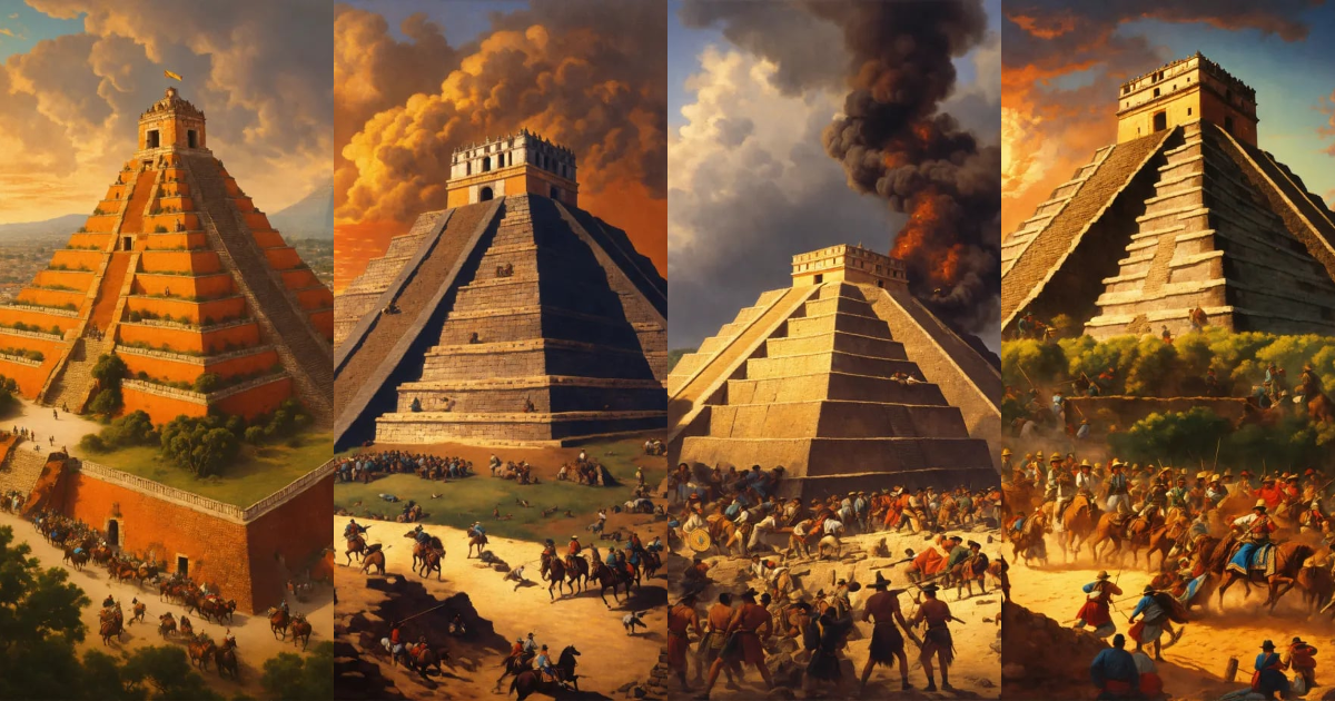 Lexica - Herman cortez destroying the pyramid of cholula, war, ancient ...