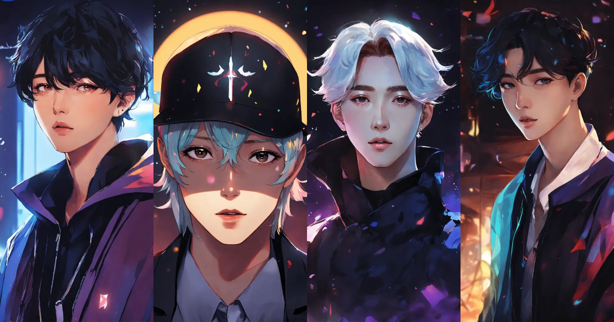 Lexica - BTS, illustration, 2d, black flat background, flat image ...